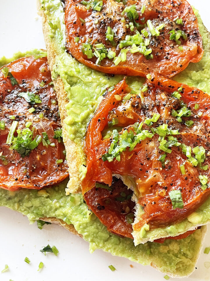 Avocado Toast with Roasted Tomato Recipe - Easy Breakfast Ideas
